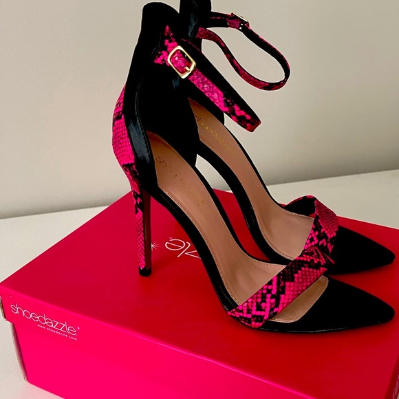 Shoe Dazzle | Shoes | Sexy Black Neon Pink Heels | Poshmark